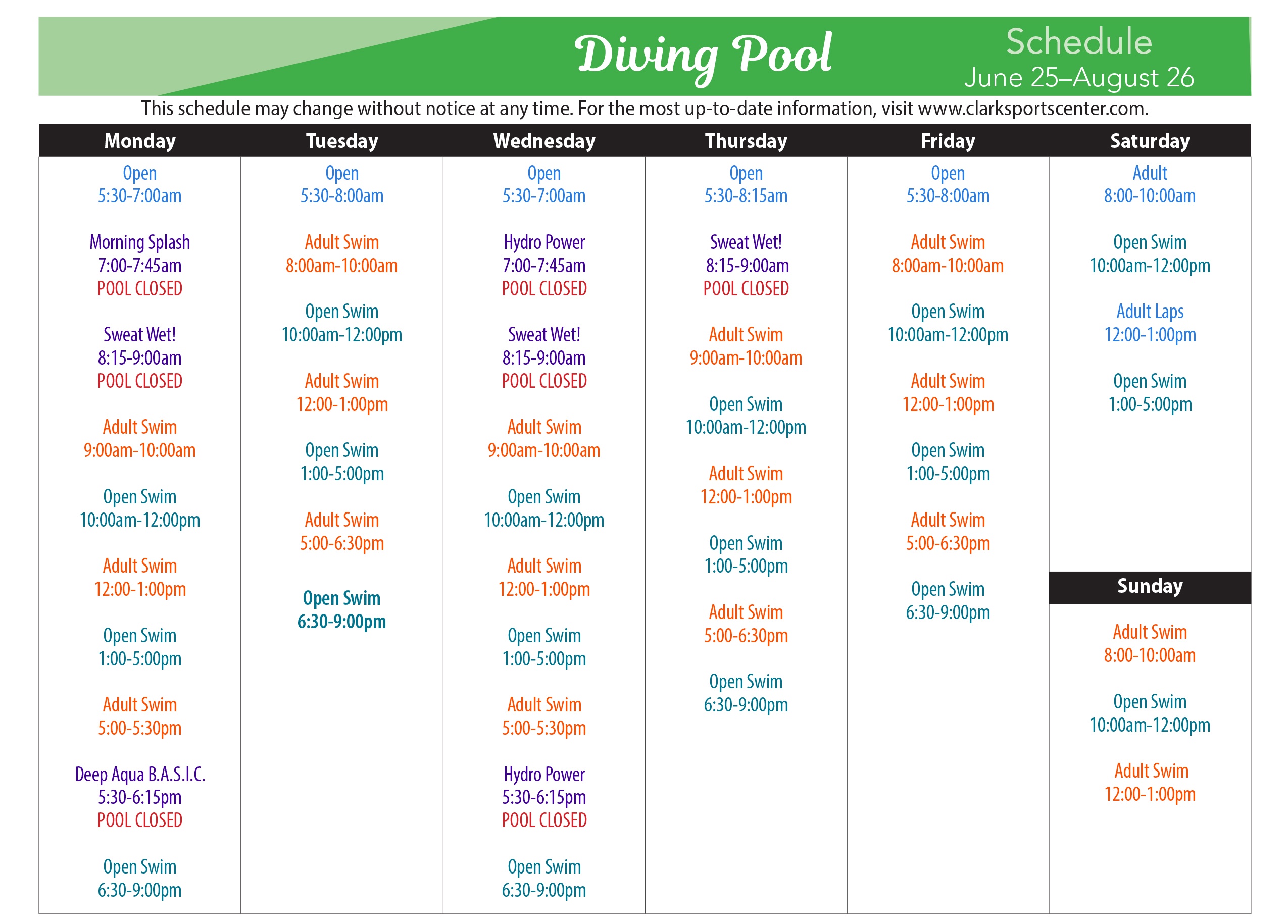 diving-pool-schedule-aug-2018 | The Clark Sports Center
